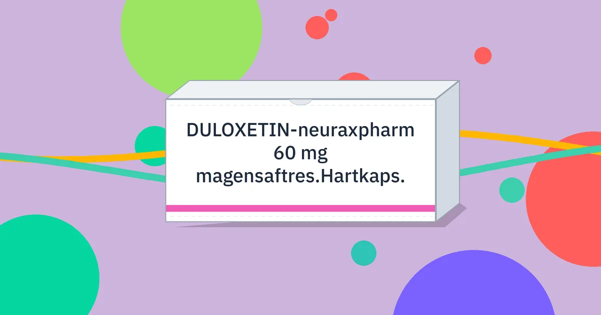 Symbolbild: Packung mit der Aufschrift DULOXETIN-neuraxpharm 60 mg magensaftres.Hartkaps. (PZN 11002166) – Verfügbarkeit und Bezug in Apotheken in Frankfurt am Main