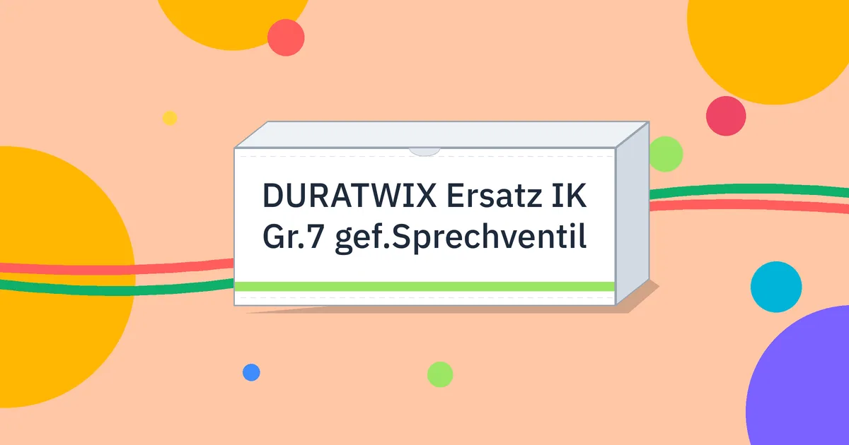 Symbolbild: Packung mit der Aufschrift DURATWIX Ersatz IK Gr.7 gef.Sprechventil (PZN 06982599) – Verfügbarkeit und Bezug in Apotheken in Frankfurt am Main