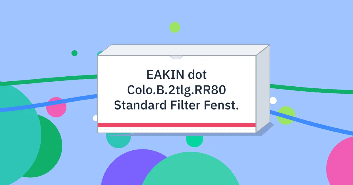 Symbolbild: Packung mit der Aufschrift EAKIN dot Colo.B.2tlg.RR80 Standard Filter Fenst. (PZN 15529290) – Verfügbarkeit und Bezug in Apotheken in Frankfurt am Main