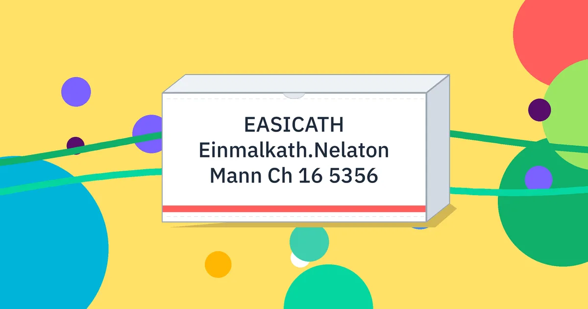 Symbolbild: Packung mit der Aufschrift EASICATH Einmalkath.Nelaton Mann Ch 16 5356 (PZN 00598782) – Verfügbarkeit und Bezug in Apotheken in Frankfurt am Main