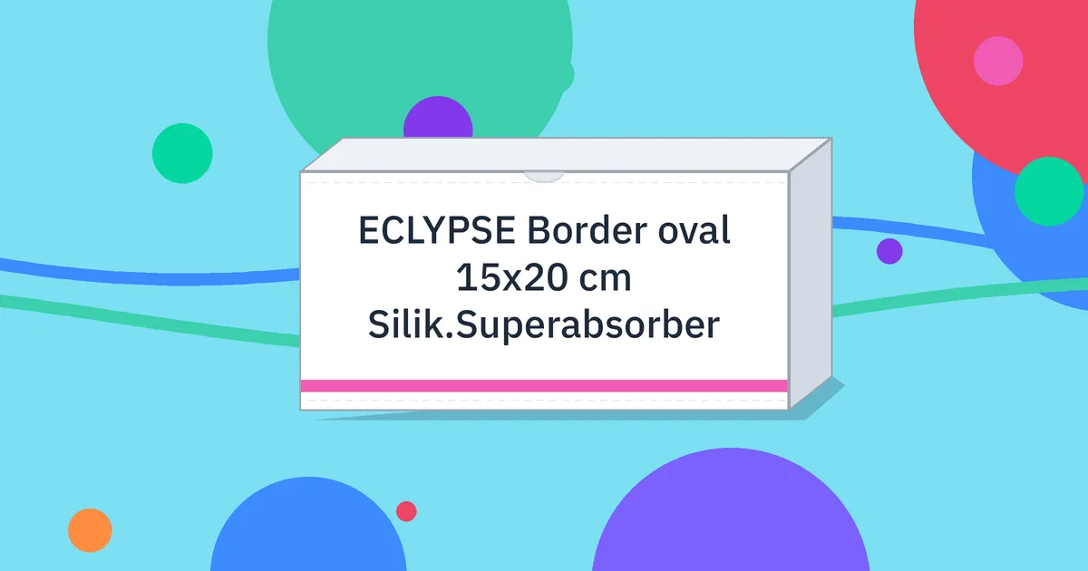 Symbolbild: Packung mit der Aufschrift ECLYPSE Border oval 15x20 cm Silik.Superabsorber (PZN 10258018) – Verfügbarkeit und Bezug in Apotheken in Frankfurt am Main