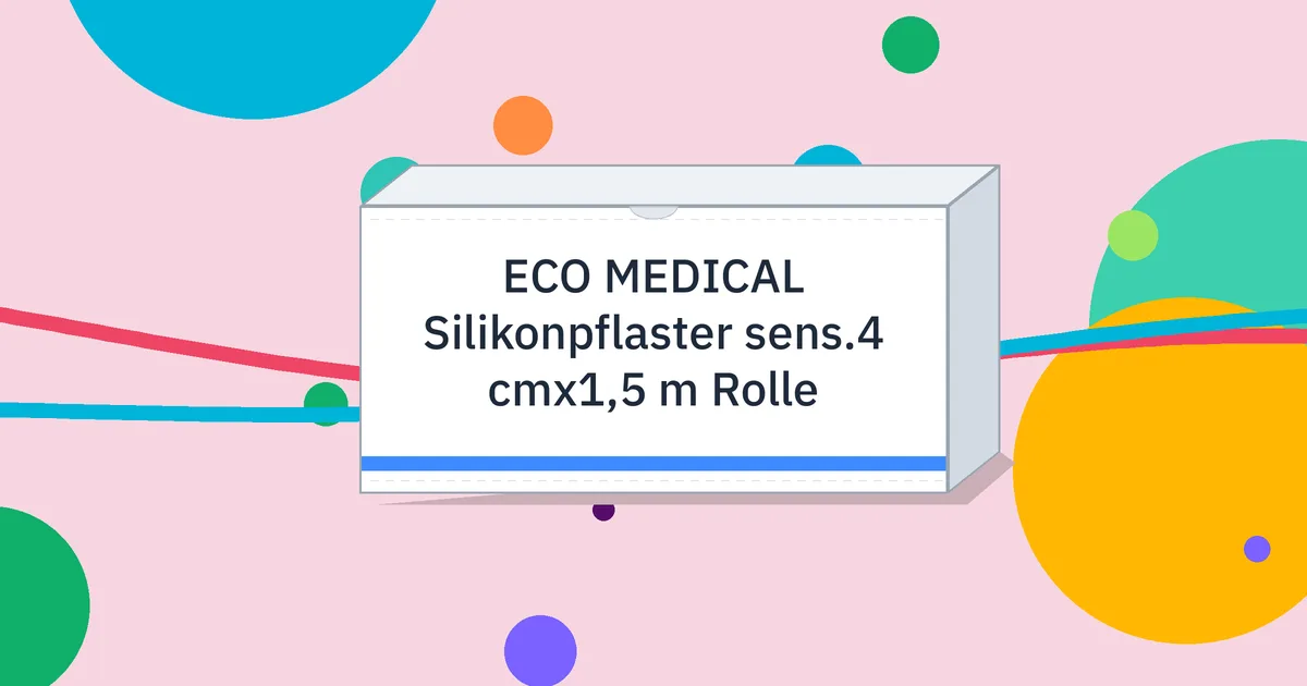 Symbolbild: Packung mit der Aufschrift ECO MEDICAL Silikonpflaster sens.4 cmx1,5 m Rolle (PZN 13426918) – Verfügbarkeit und Bezug in Apotheken in Frankfurt am Main