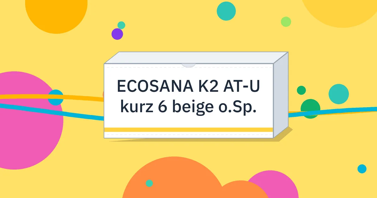 Symbolbild: Packung mit der Aufschrift ECOSANA K2 AT-U kurz 6 beige o.Sp. (PZN 01586887) – Verfügbarkeit und Bezug in Apotheken in Frankfurt am Main