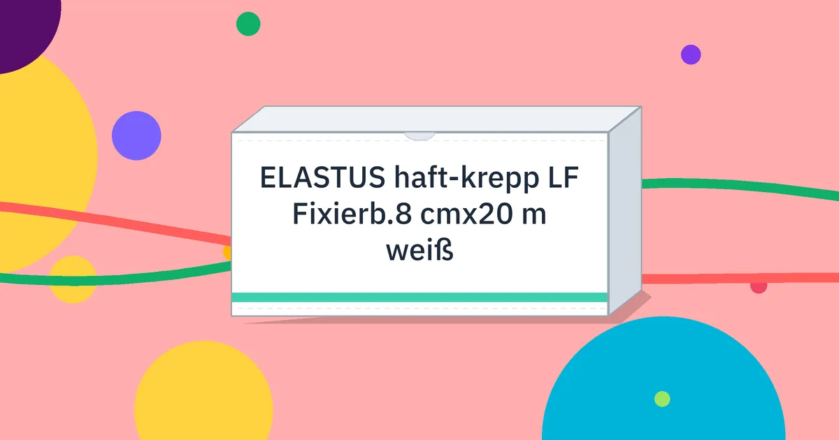 Symbolbild: Packung mit der Aufschrift ELASTUS haft-krepp LF Fixierb.8 cmx20 m weiß (PZN 16678431) – Verfügbarkeit und Bezug in Apotheken in Frankfurt am Main