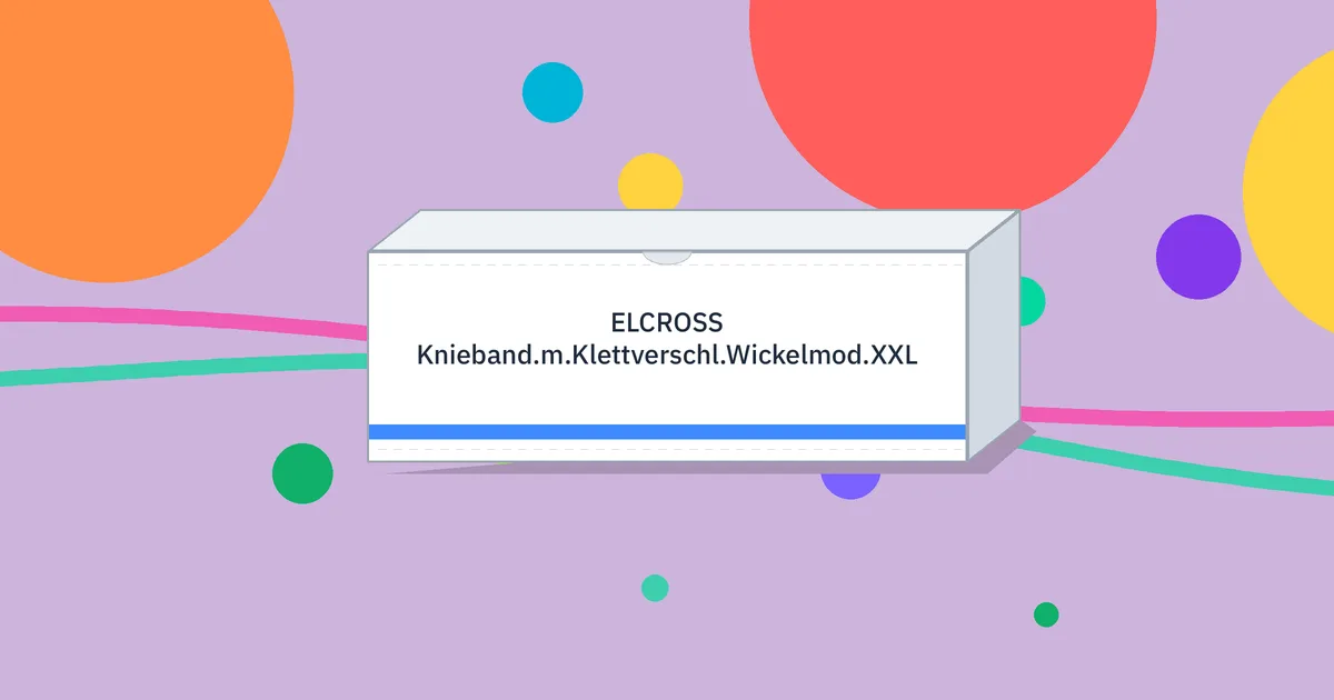 Symbolbild: Packung mit der Aufschrift ELCROSS Knieband.m.Klettverschl.Wickelmod.XXL (PZN 06432427) – Verfügbarkeit und Bezug in Apotheken in Frankfurt am Main