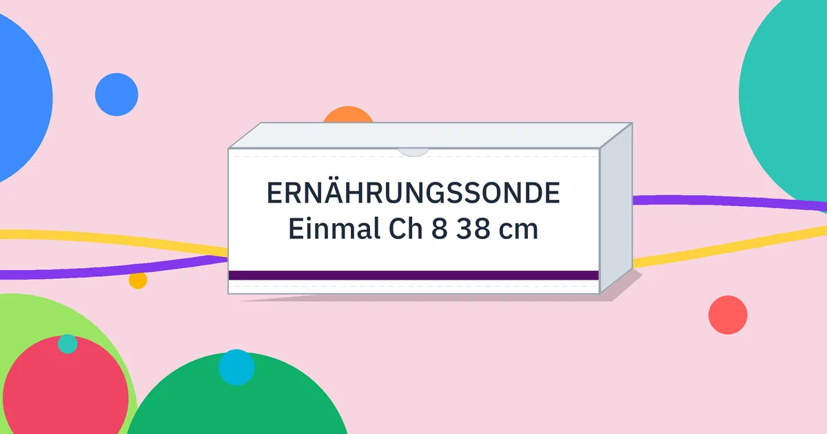 Symbolbild: Packung mit der Aufschrift ERNÄHRUNGSSONDE Einmal Ch 8 38 cm (PZN 02438812) – Verfügbarkeit und Bezug in Apotheken in Frankfurt am Main