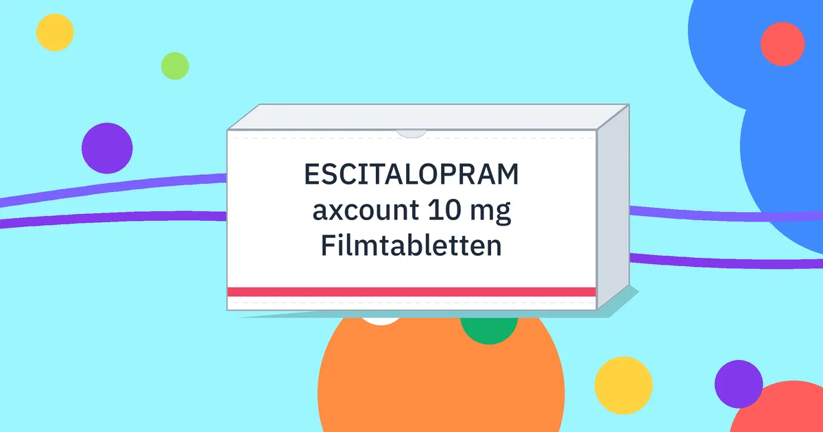 Symbolbild: Packung mit der Aufschrift ESCITALOPRAM axcount 10 mg Filmtabletten (PZN 19237868) – Verfügbarkeit und Bezug in Apotheken in Frankfurt am Main