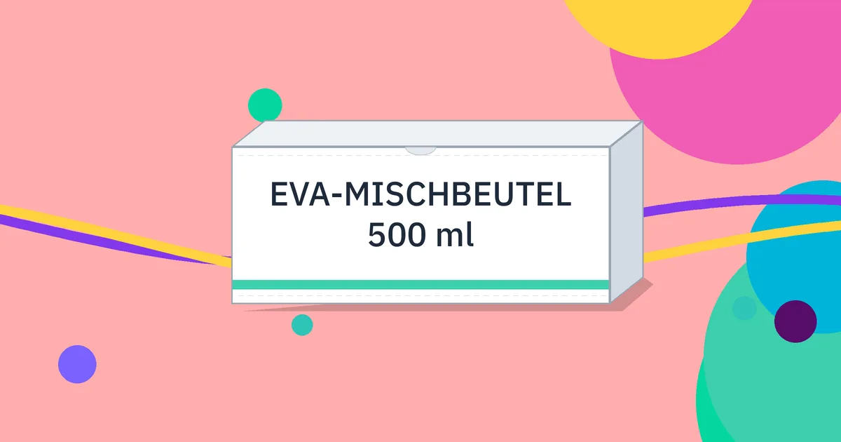 Symbolbild: Packung mit der Aufschrift EVA-MISCHBEUTEL 500 ml (PZN 01803801) – Verfügbarkeit und Bezug in Apotheken in Frankfurt am Main
