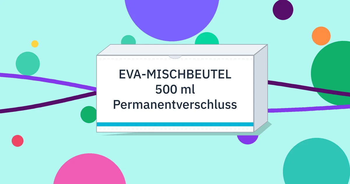 Symbolbild: Packung mit der Aufschrift EVA-MISCHBEUTEL 500 ml Permanentverschluss (PZN 01803830) – Verfügbarkeit und Bezug in Apotheken in Frankfurt am Main