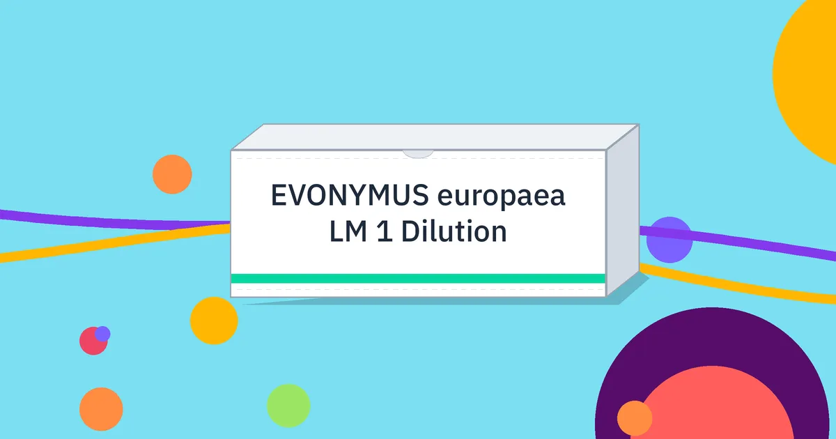 Symbolbild: Packung mit der Aufschrift EVONYMUS europaea LM 1 Dilution (PZN 13484488) – Verfügbarkeit und Bezug in Apotheken in Frankfurt am Main