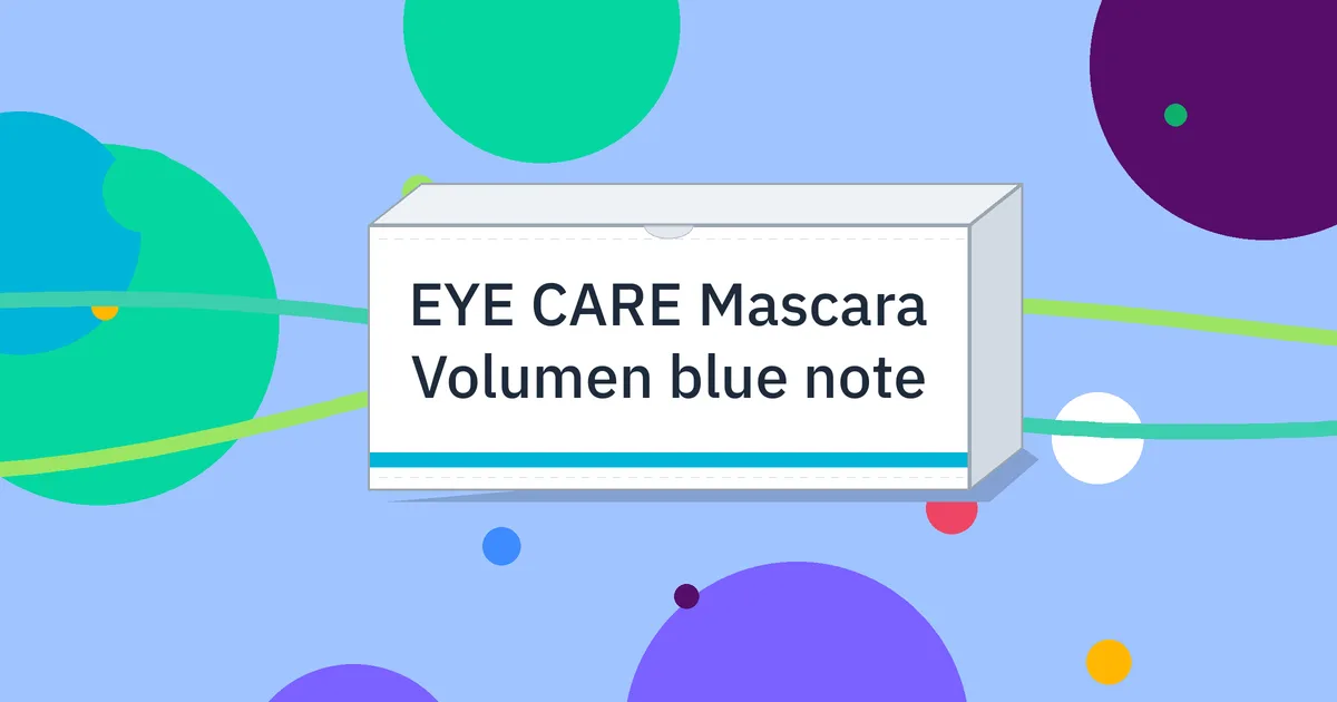 Symbolbild: Packung mit der Aufschrift EYE CARE Mascara Volumen blue note (PZN 10146816) – Verfügbarkeit und Bezug in Apotheken in Frankfurt am Main