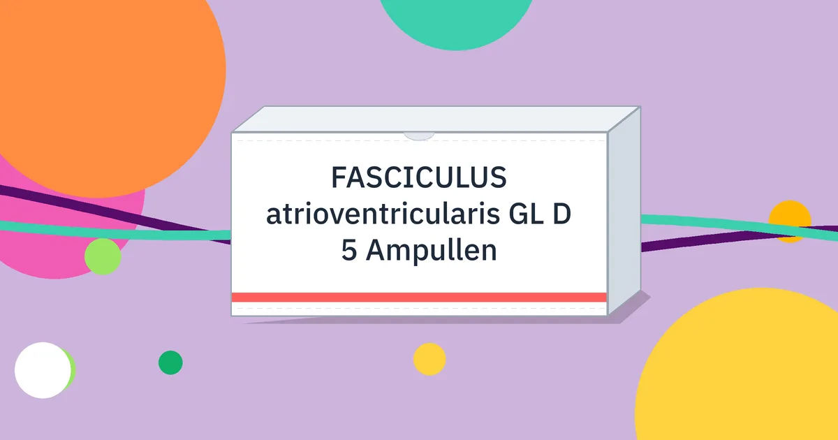Symbolbild: Packung mit der Aufschrift FASCICULUS atrioventricularis GL D 5 Ampullen (PZN 03357553) – Verfügbarkeit und Bezug in Apotheken in Frankfurt am Main