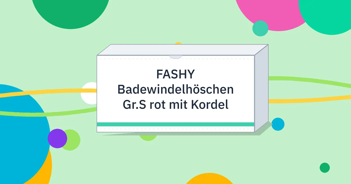 Symbolbild: Packung mit der Aufschrift FASHY Badewindelhöschen Gr.S rot mit Kordel (PZN 01497770) – Verfügbarkeit und Bezug in Apotheken in Frankfurt am Main