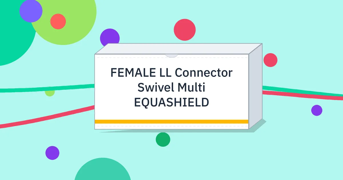 Symbolbild: Packung mit der Aufschrift FEMALE LL Connector Swivel Multi EQUASHIELD (PZN 19948233) – Verfügbarkeit und Bezug in Apotheken in Frankfurt am Main