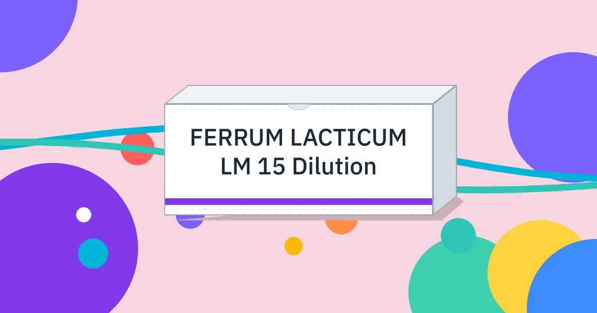 Symbolbild: Packung mit der Aufschrift FERRUM LACTICUM LM 15 Dilution (PZN 12849427) – Verfügbarkeit und Bezug in Apotheken in Frankfurt am Main
