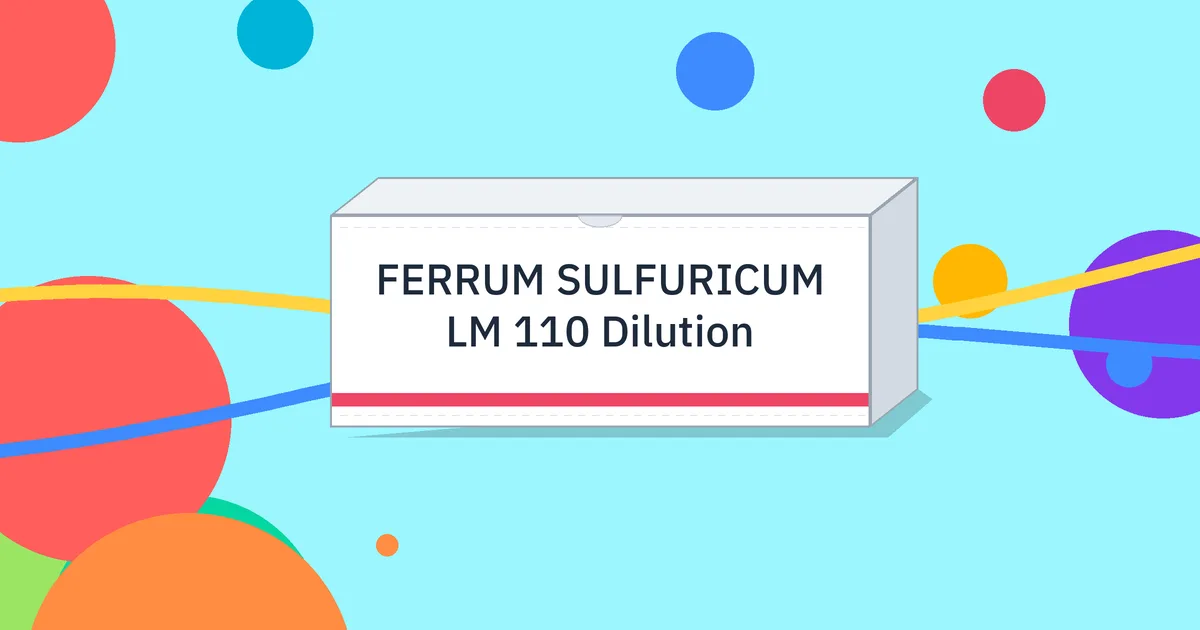 Symbolbild: Packung mit der Aufschrift FERRUM SULFURICUM LM 110 Dilution (PZN 12853802) – Verfügbarkeit und Bezug in Apotheken in Frankfurt am Main