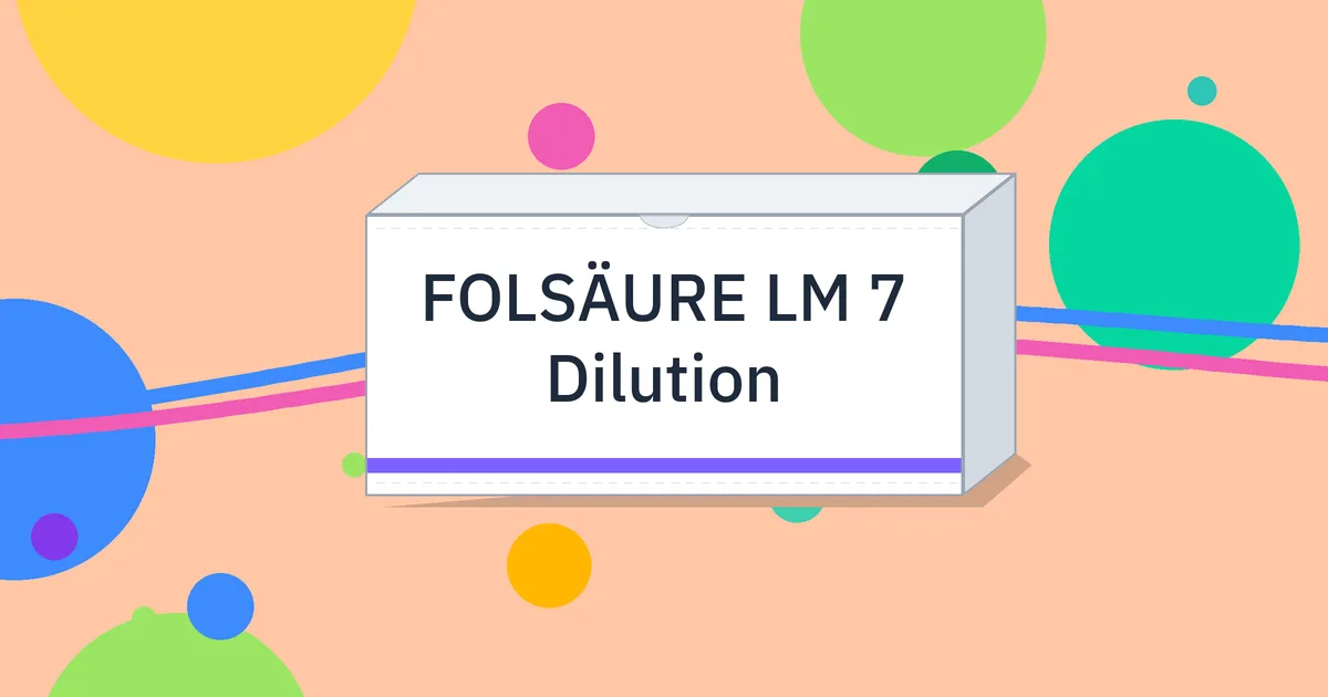Symbolbild: Packung mit der Aufschrift FOLSÄURE LM 7 Dilution (PZN 12873064) – Verfügbarkeit und Bezug in Apotheken in Frankfurt am Main