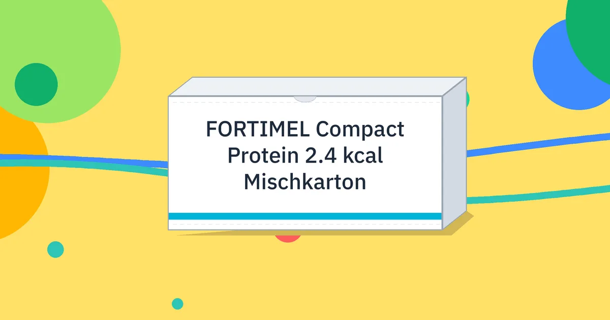 Symbolbild: Packung mit der Aufschrift FORTIMEL Compact Protein 2.4 kcal Mischkarton (PZN 19490722) – Verfügbarkeit und Bezug in Apotheken in Frankfurt am Main