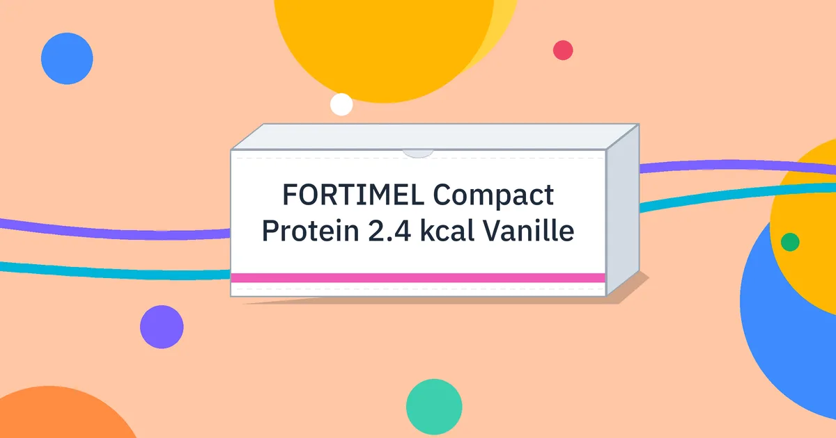 Symbolbild: Packung mit der Aufschrift FORTIMEL Compact Protein 2.4 kcal Vanille (PZN 19490610) – Verfügbarkeit und Bezug in Apotheken in Frankfurt am Main