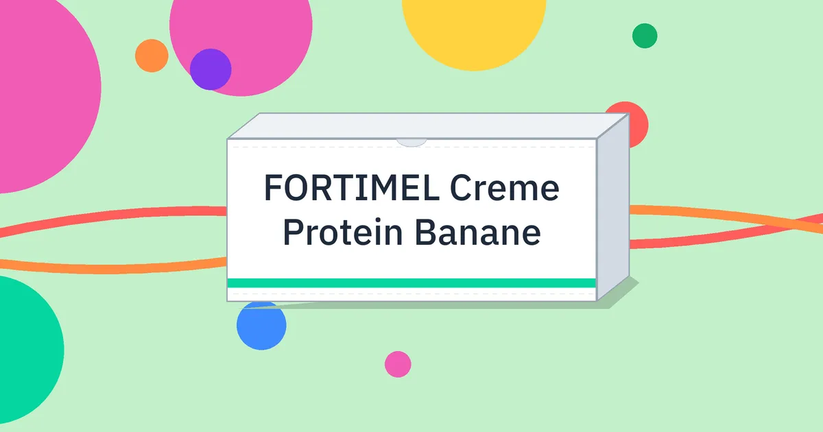 Symbolbild: Packung mit der Aufschrift FORTIMEL Creme Protein Banane (PZN 19771964) – Verfügbarkeit und Bezug in Apotheken in Frankfurt am Main
