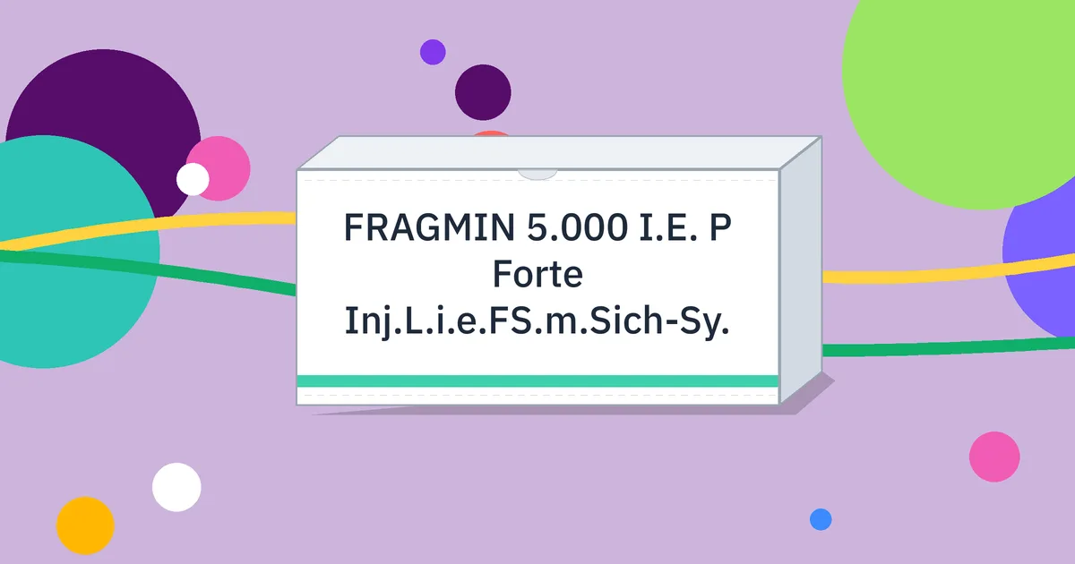 Symbolbild: Packung mit der Aufschrift FRAGMIN 5.000 I.E. P Forte Inj.L.i.e.FS.m.Sich-Sy. (PZN 09893643) – Verfügbarkeit und Bezug in Apotheken in Frankfurt am Main