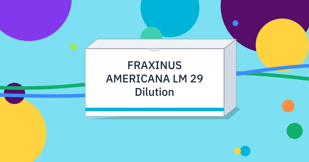 Symbolbild: Packung mit der Aufschrift FRAXINUS AMERICANA LM 29 Dilution (PZN 13491778) – Verfügbarkeit und Bezug in Apotheken in Frankfurt am Main
