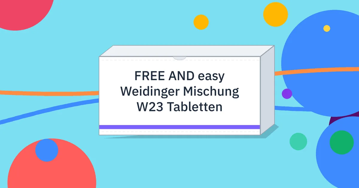 Symbolbild: Packung mit der Aufschrift FREE AND easy Weidinger Mischung W23 Tabletten (PZN 13867717) – Verfügbarkeit und Bezug in Apotheken in Frankfurt am Main