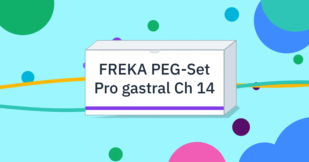 Symbolbild: Packung mit der Aufschrift FREKA PEG-Set Pro gastral Ch 14 (PZN 16496919) – Verfügbarkeit und Bezug in Apotheken in Frankfurt am Main