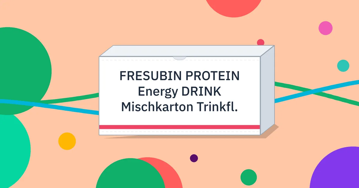 Symbolbild: Packung mit der Aufschrift FRESUBIN PROTEIN Energy DRINK Mischkarton Trinkfl. (PZN 18789956) – Verfügbarkeit und Bezug in Apotheken in Frankfurt am Main