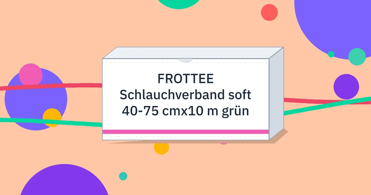 Symbolbild: Packung mit der Aufschrift FROTTEE Schlauchverband soft 40-75 cmx10 m grün (PZN 16149997) – Verfügbarkeit und Bezug in Apotheken in Frankfurt am Main