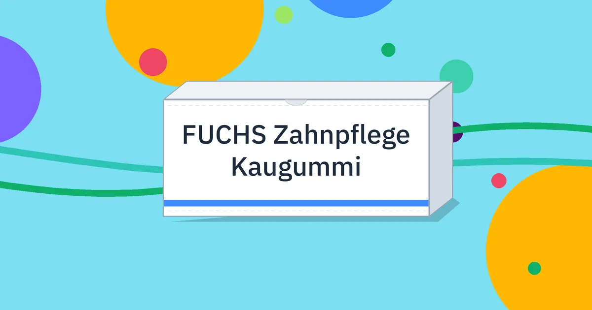 Symbolbild: Packung mit der Aufschrift FUCHS Zahnpflege Kaugummi (PZN 00297282) – Verfügbarkeit und Bezug in Apotheken in Frankfurt am Main