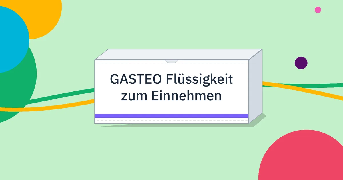 Symbolbild: Packung mit der Aufschrift GASTEO Flüssigkeit zum Einnehmen (PZN 19337110) – Verfügbarkeit und Bezug in Apotheken in Frankfurt am Main