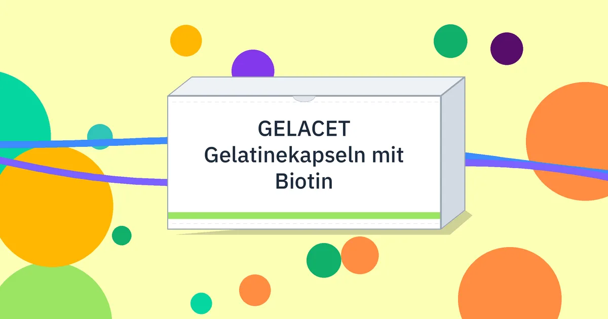 Symbolbild: Packung mit der Aufschrift GELACET Gelatinekapseln mit Biotin (PZN 02098842) – Verfügbarkeit und Bezug in Apotheken in Frankfurt am Main