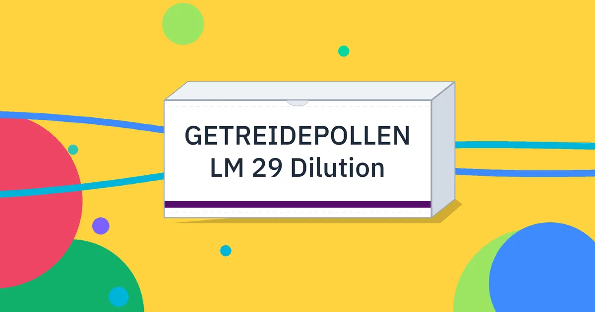 Symbolbild: Packung mit der Aufschrift GETREIDEPOLLEN LM 29 Dilution (PZN 12877814) – Verfügbarkeit und Bezug in Apotheken in Frankfurt am Main