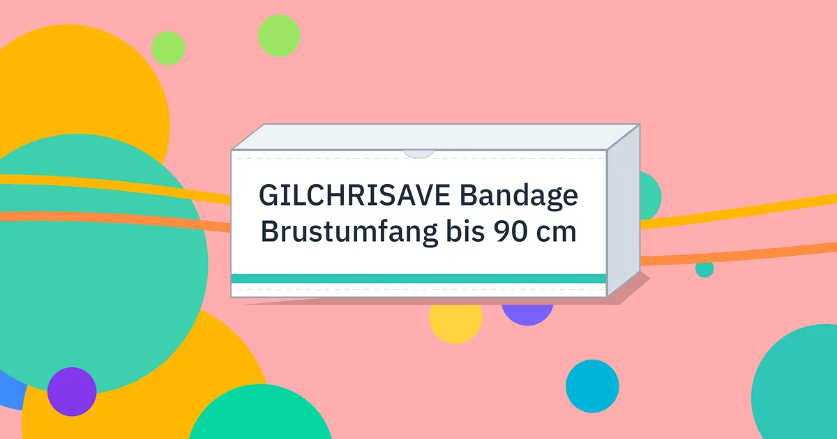 Symbolbild: Packung mit der Aufschrift GILCHRISAVE Bandage Brustumfang bis 90 cm (PZN 06118518) – Verfügbarkeit und Bezug in Apotheken in Frankfurt am Main