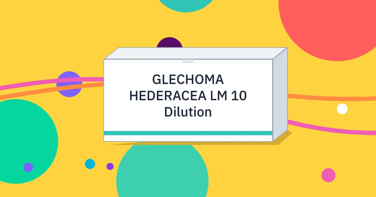 Symbolbild: Packung mit der Aufschrift GLECHOMA HEDERACEA LM 10 Dilution (PZN 13543245) – Verfügbarkeit und Bezug in Apotheken in Frankfurt am Main