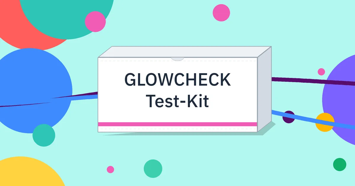 Symbolbild: Packung mit der Aufschrift GLOWCHECK Test-Kit (PZN 03538556) – Verfügbarkeit und Bezug in Apotheken in Frankfurt am Main