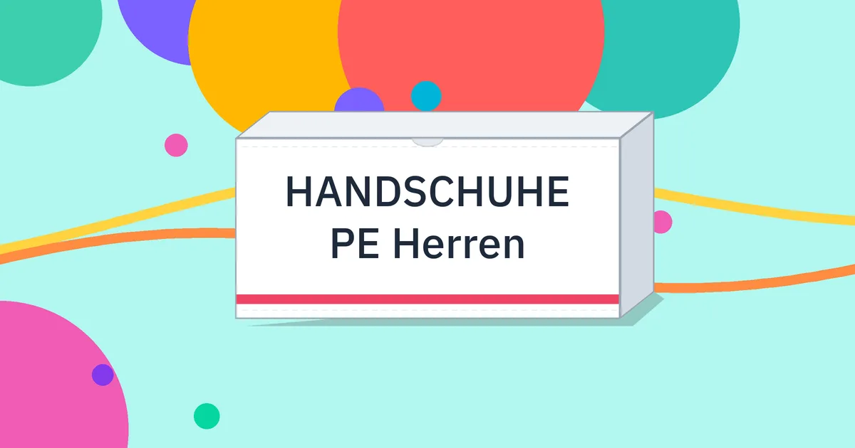 Symbolbild: Packung mit der Aufschrift HANDSCHUHE PE Herren (PZN 02551017) – Verfügbarkeit und Bezug in Apotheken in Frankfurt am Main