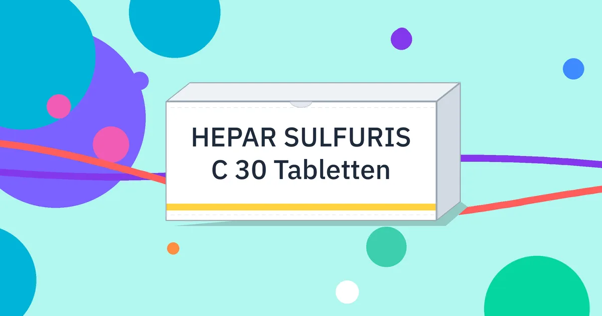 Symbolbild: Packung mit der Aufschrift HEPAR SULFURIS C 30 Tabletten (PZN 04220193) – Verfügbarkeit und Bezug in Apotheken in Frankfurt am Main