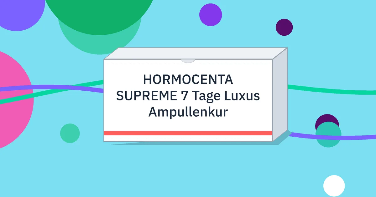 Symbolbild: Packung mit der Aufschrift HORMOCENTA SUPREME 7 Tage Luxus Ampullenkur (PZN 15240572) – Verfügbarkeit und Bezug in Apotheken in Frankfurt am Main