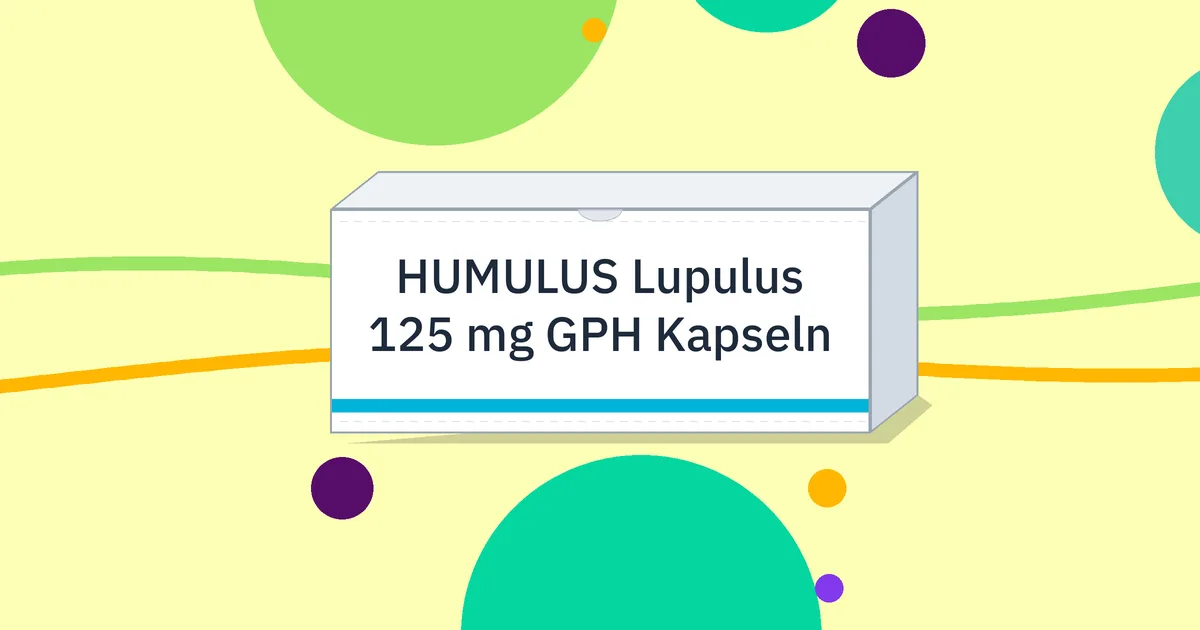 Symbolbild: Packung mit der Aufschrift HUMULUS Lupulus 125 mg GPH Kapseln (PZN 09645508) – Verfügbarkeit und Bezug in Apotheken in Frankfurt am Main