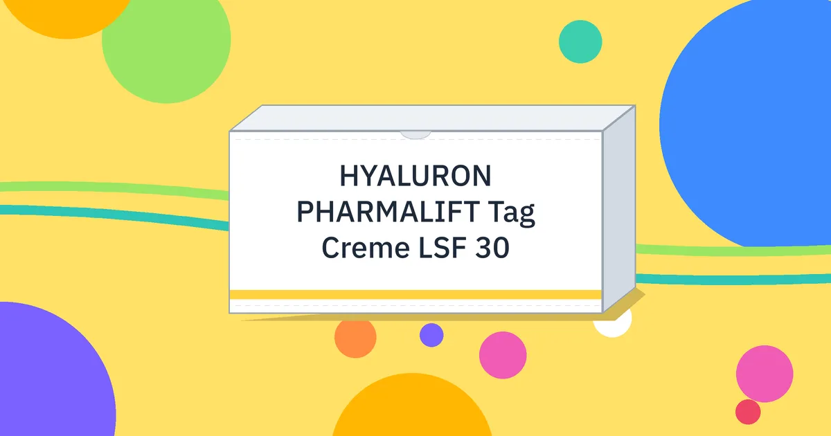 Symbolbild: Packung mit der Aufschrift HYALURON PHARMALIFT Tag Creme LSF 30 (PZN 15266956) – Verfügbarkeit und Bezug in Apotheken in Frankfurt am Main