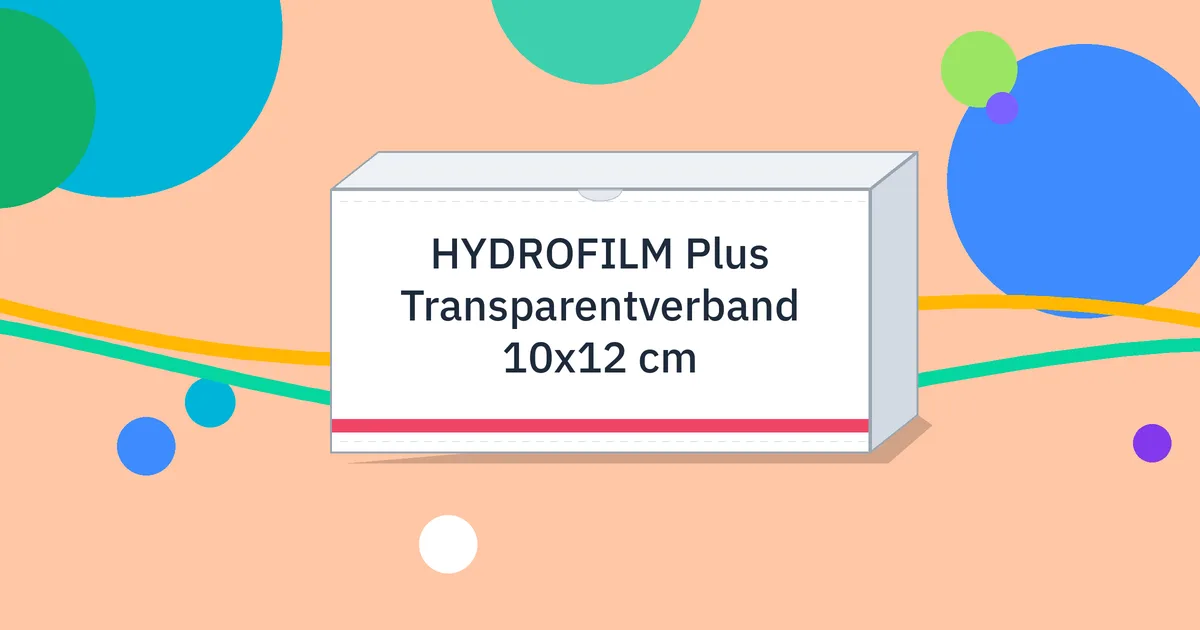 Symbolbild: Packung mit der Aufschrift HYDROFILM Plus Transparentverband 10x12 cm (PZN 04609293) – Verfügbarkeit und Bezug in Apotheken in Frankfurt am Main