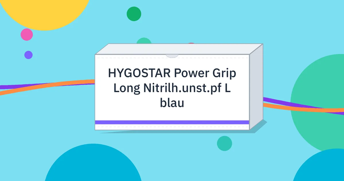 Symbolbild: Packung mit der Aufschrift HYGOSTAR Power Grip Long Nitrilh.unst.pf L blau (PZN 20773477) – Verfügbarkeit und Bezug in Apotheken in Frankfurt am Main
