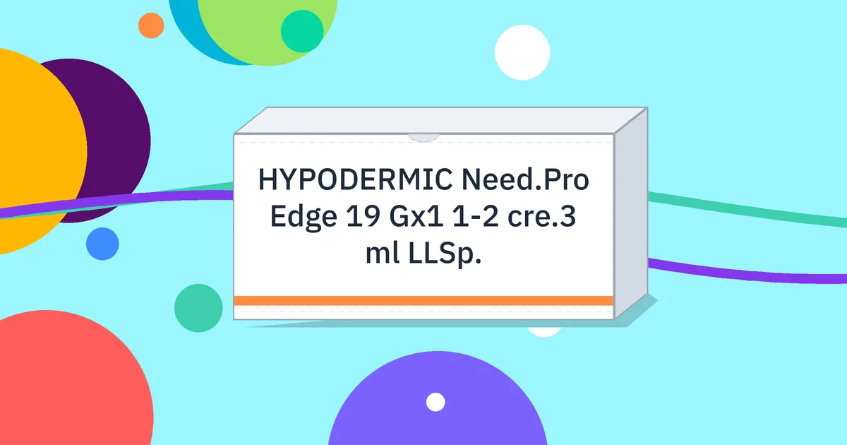 Symbolbild: Packung mit der Aufschrift HYPODERMIC Need.Pro Edge 19 Gx1 1-2 cre.3 ml LLSp. (PZN 00903179) – Verfügbarkeit und Bezug in Apotheken in Frankfurt am Main