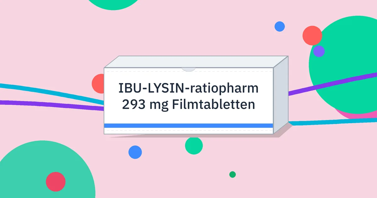 Symbolbild: Packung mit der Aufschrift IBU-LYSIN-ratiopharm 293 mg Filmtabletten (PZN 16204704) – Verfügbarkeit und Bezug in Apotheken in Frankfurt am Main