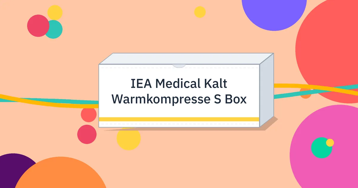 Symbolbild: Packung mit der Aufschrift IEA Medical Kalt Warmkompresse S Box (PZN 18654771) – Verfügbarkeit und Bezug in Apotheken in Frankfurt am Main