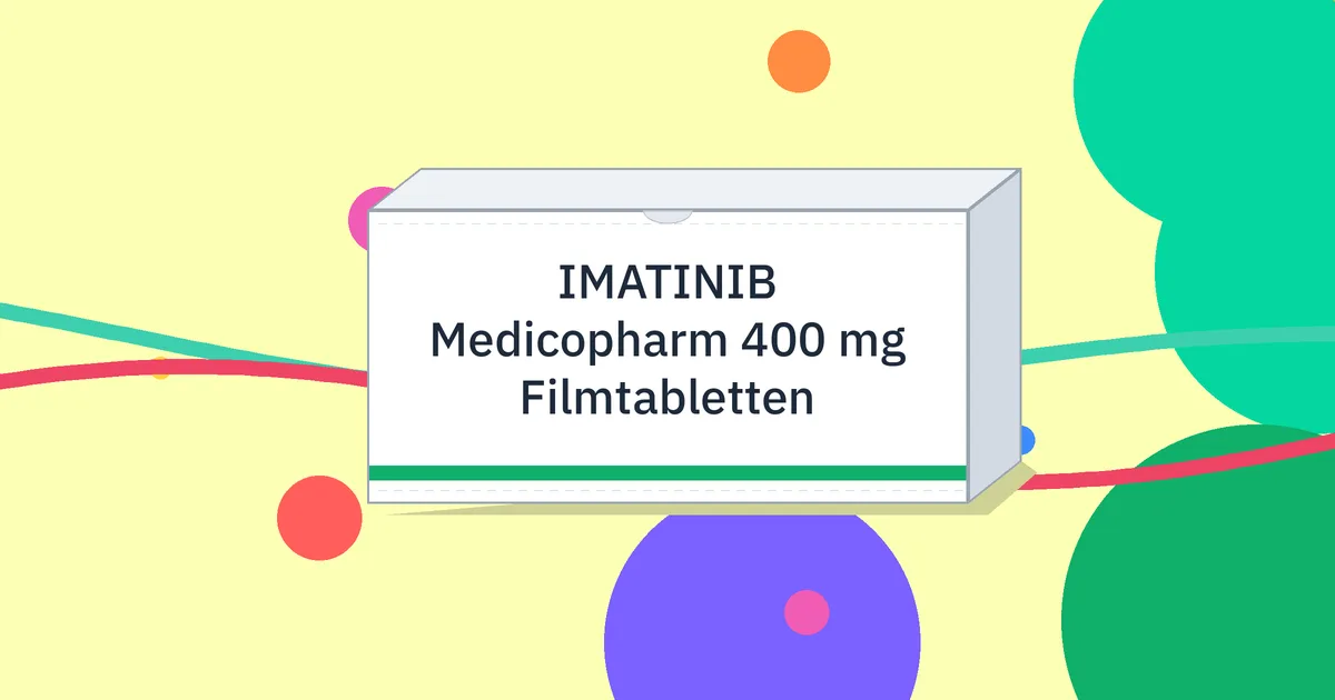 Symbolbild: Packung mit der Aufschrift IMATINIB Medicopharm 400 mg Filmtabletten (PZN 12372853) – Verfügbarkeit und Bezug in Apotheken in Frankfurt am Main