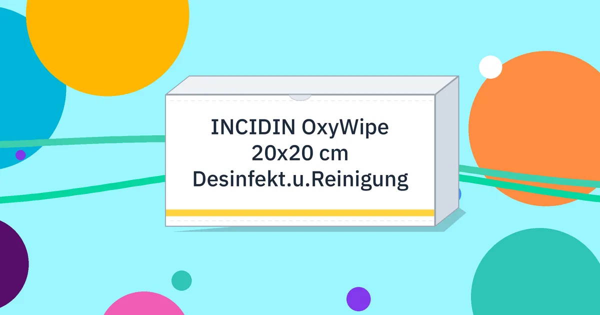 Symbolbild: Packung mit der Aufschrift INCIDIN OxyWipe 20x20 cm Desinfekt.u.Reinigung (PZN 11156053) – Verfügbarkeit und Bezug in Apotheken in Frankfurt am Main