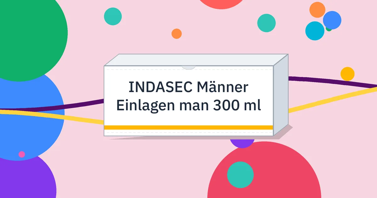 Symbolbild: Packung mit der Aufschrift INDASEC Männer Einlagen man 300 ml (PZN 09923054) – Verfügbarkeit und Bezug in Apotheken in Frankfurt am Main